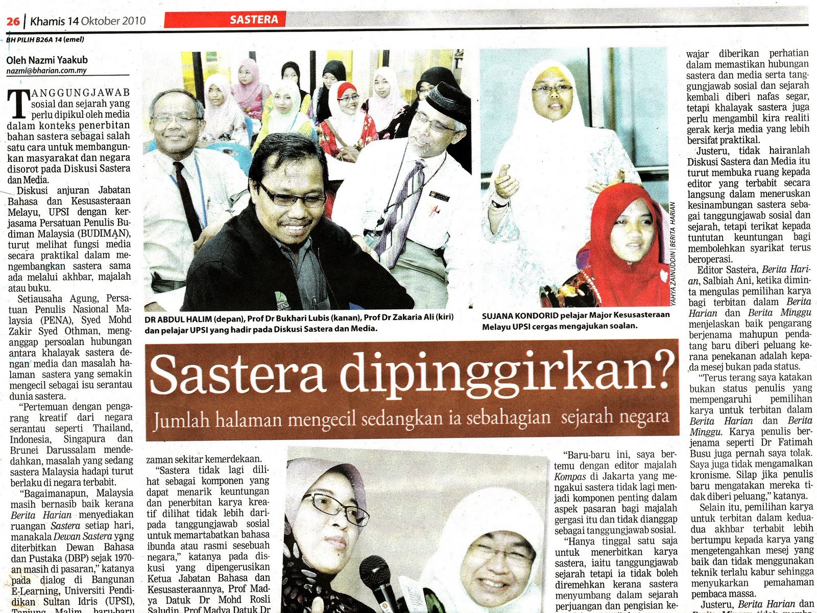 Budiman Dalam Akhbar – Persatuan Penulis Budiman Malaysia