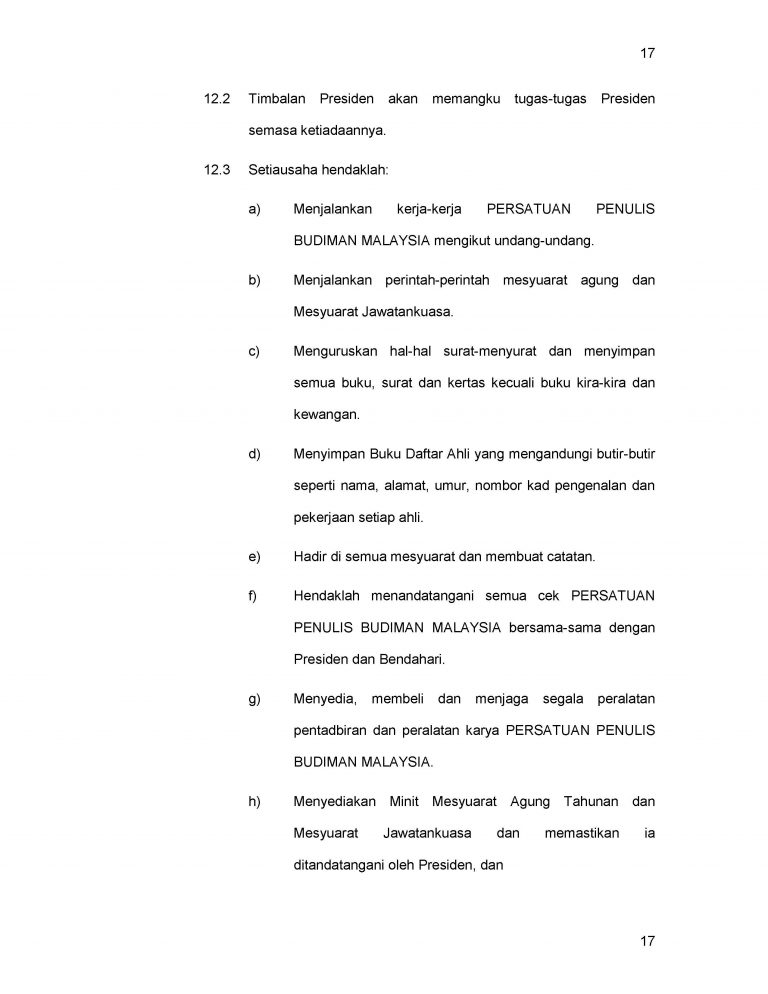 Undang-Undang Kecil – Persatuan Penulis Budiman Malaysia